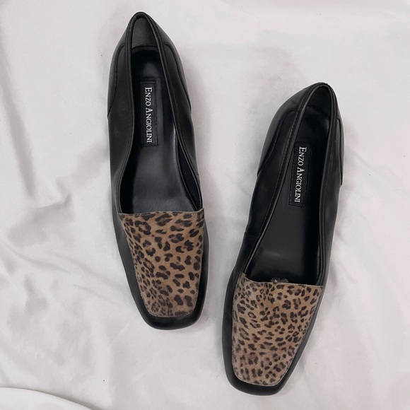 Shoes | Vintage 8s Womens Enzo Angiolini Animal Black Leather Squared ...